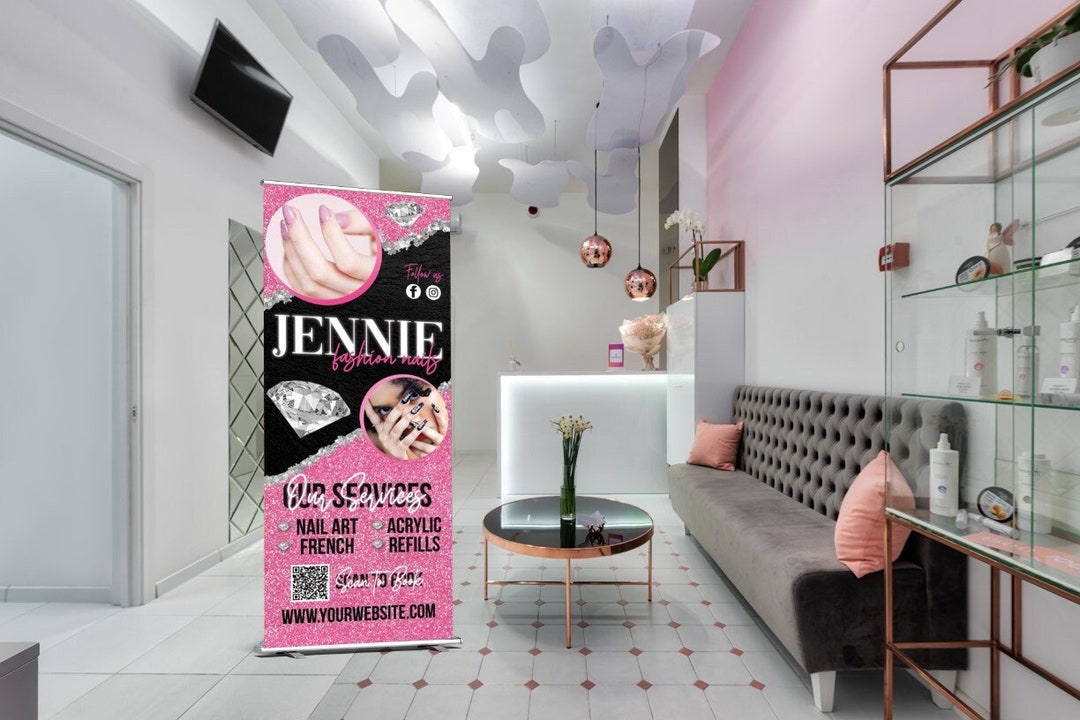 Nails Sign Business Banner, Retractable Banner Custom Sign, Nails ...