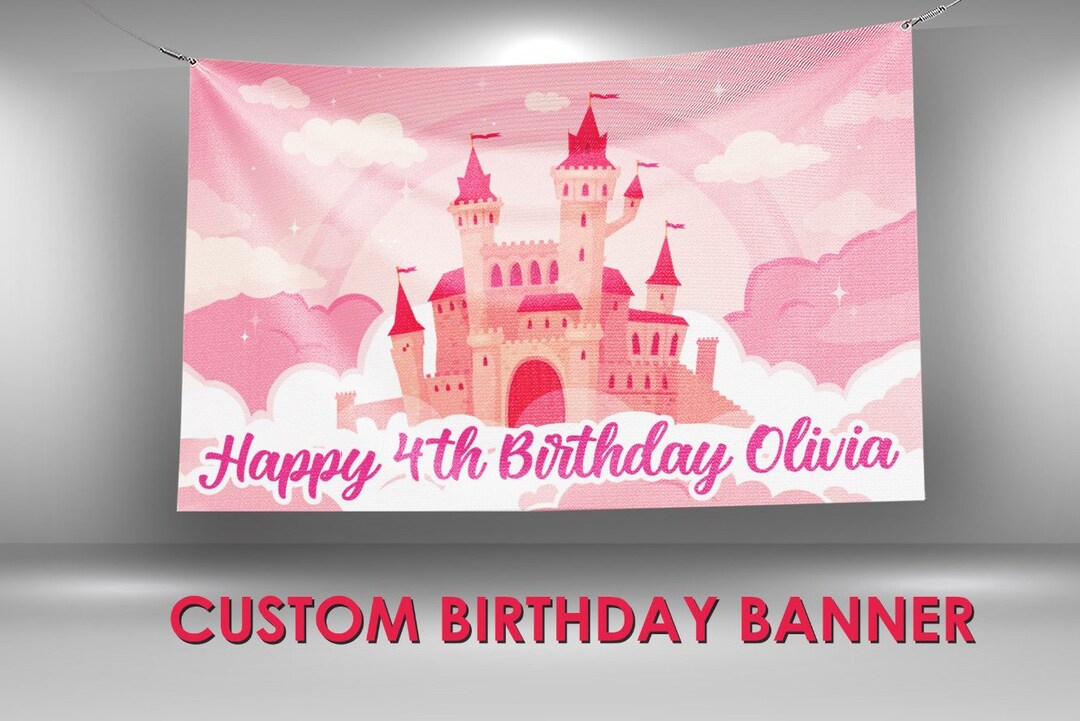 Castle Birthday Banner, Princess Party Decor, Custom Vinyl Banner ...