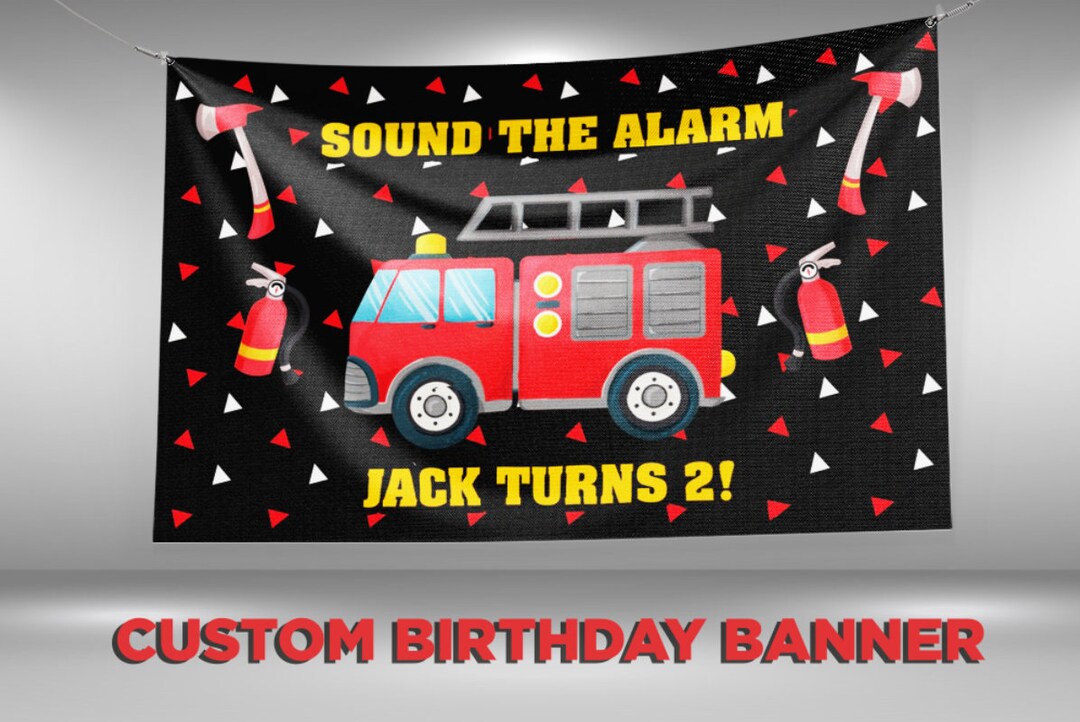 Firefighter Birthday Banner, Firetruck Birthday Party, Firefighter ...
