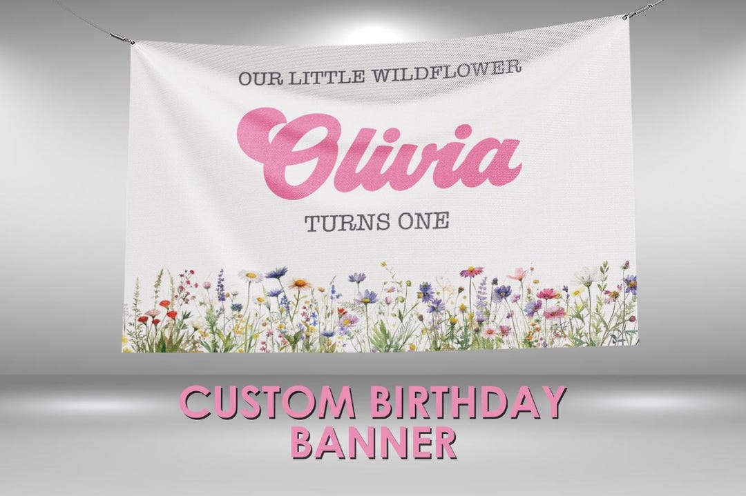 Wildflower Theme First Birthday Banner, Wildflower Birthday Decorations ...