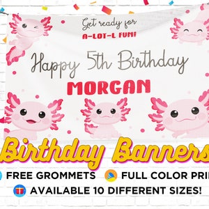 Axolotl Birthday Banner, Axolotl Party Decorations, Axolotl Custom ...