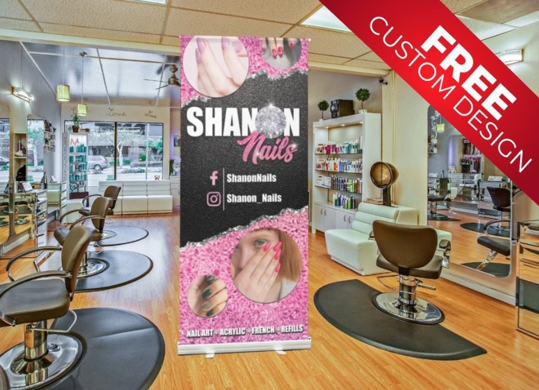 Retractable Banner, Nails Salon Banner, Business Sign Banner, Brand ...