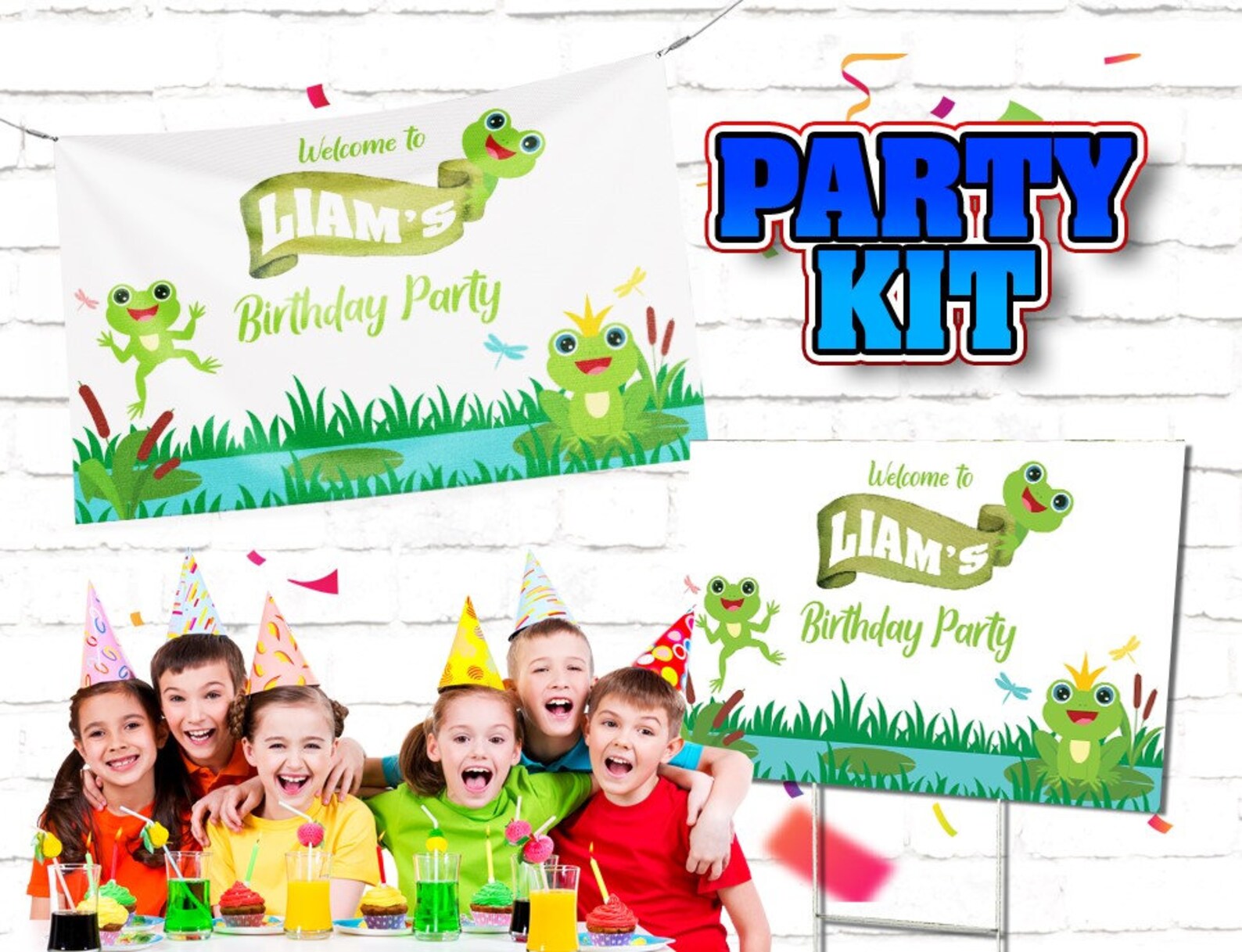 Frog Birthday Banner, Frog Party Birthday Vinyl Banner, Frog Custom ...
