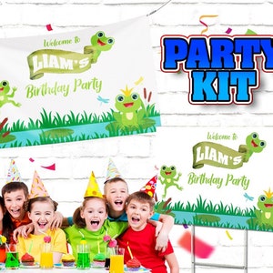 Frog Birthday Banner, Frog Party Birthday Vinyl Banner, Frog Custom ...
