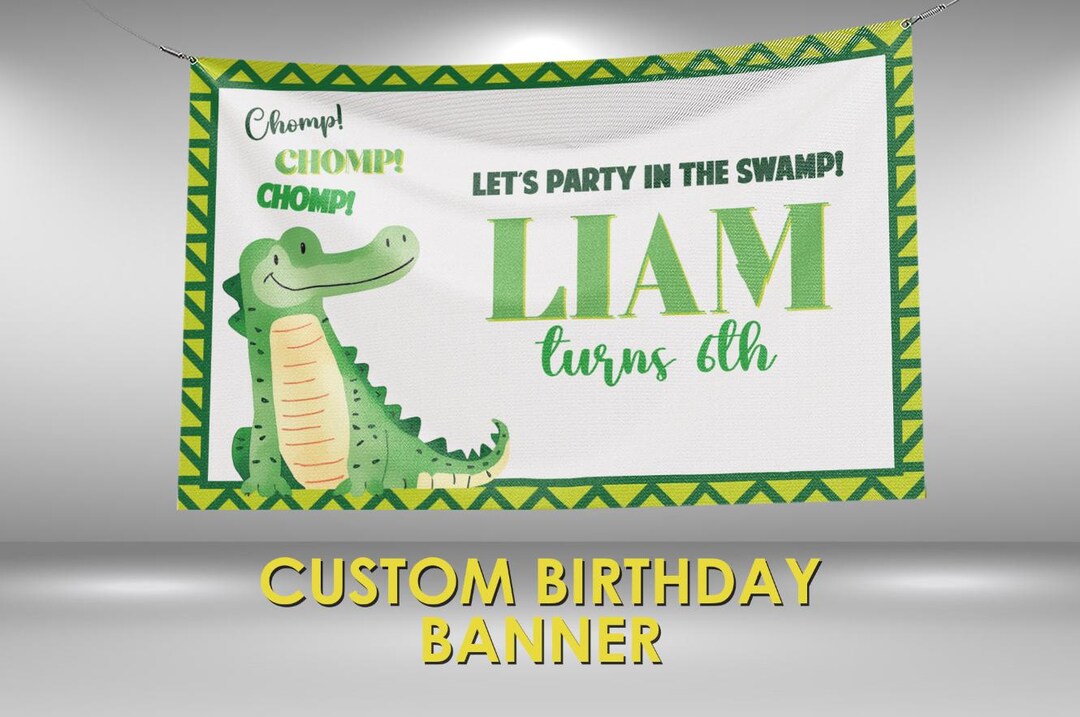 Crocodile Birthday Banner, Crocodile Party Custom Vinyl Banner ...