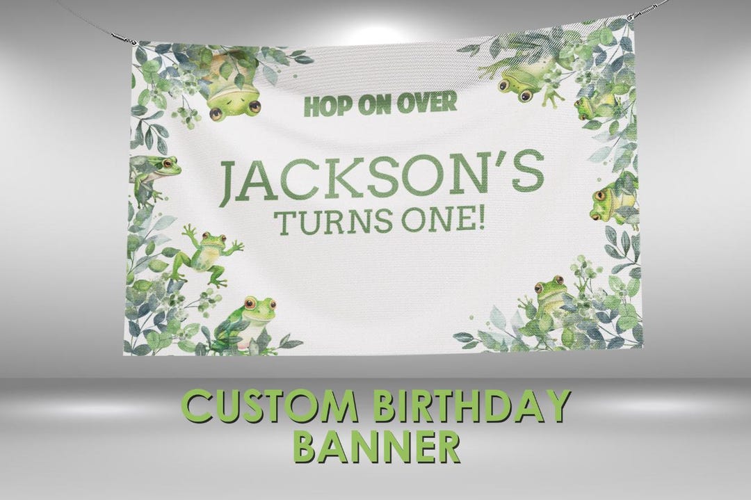 Frog Birthday Banner, Frog Party Custom Vinyl Banner, Frog Theme Party ...