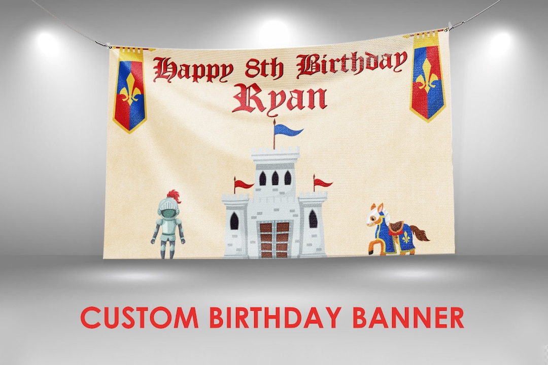 Medieval Knight Birthday Vinyl Banner, Knight Party Banner, Knight ...