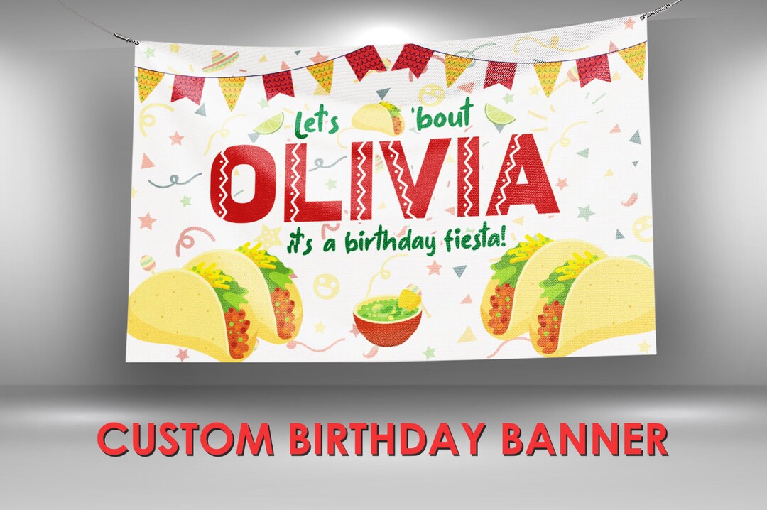 Taco Party Birthday Banner, Taco Birthday Custom Party Banners, Taco ...