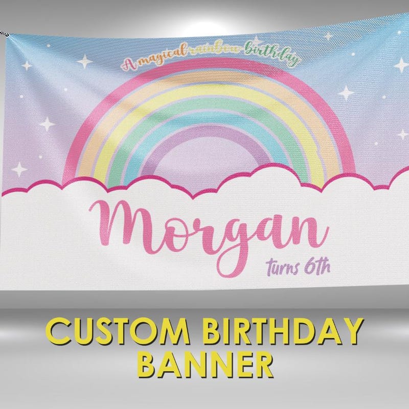 Rainbow Birthday Banner - Etsy