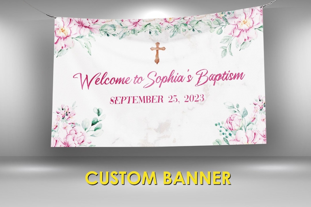 Baptism Banner, Baptism Sign Girl Vinyl Banner, Baptism Welcome Sign ...
