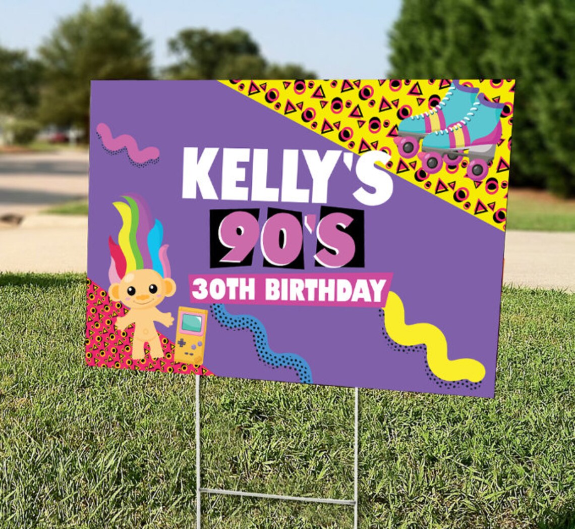 90s Birthday Banner 90s Theme Party Personalized Banner 90s | Etsy