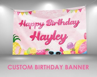 Summer Birthday Banner Summer Party Decor Personalized Name | Etsy