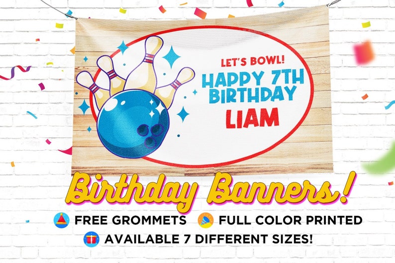 Bowling Birthday Banner, Strike up Some Fun Vinyl Banner, Bowling Party ...