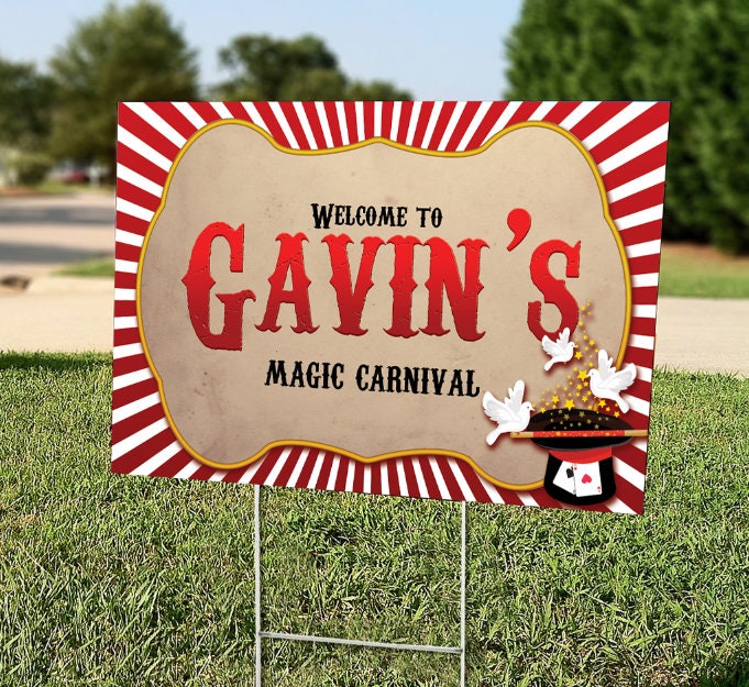 Magic Birthday Banner, Circus Carnival Party, Custom Vinyl Banner ...