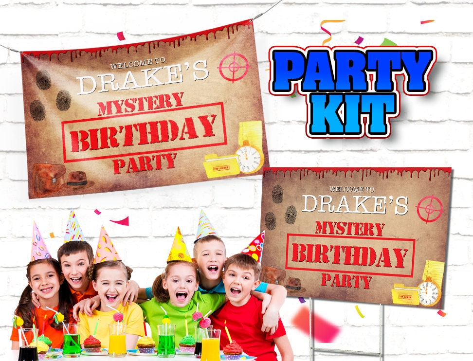 Mystery Birthday Banner, Murder Mystery Party Decor, Custom Vinyl ...