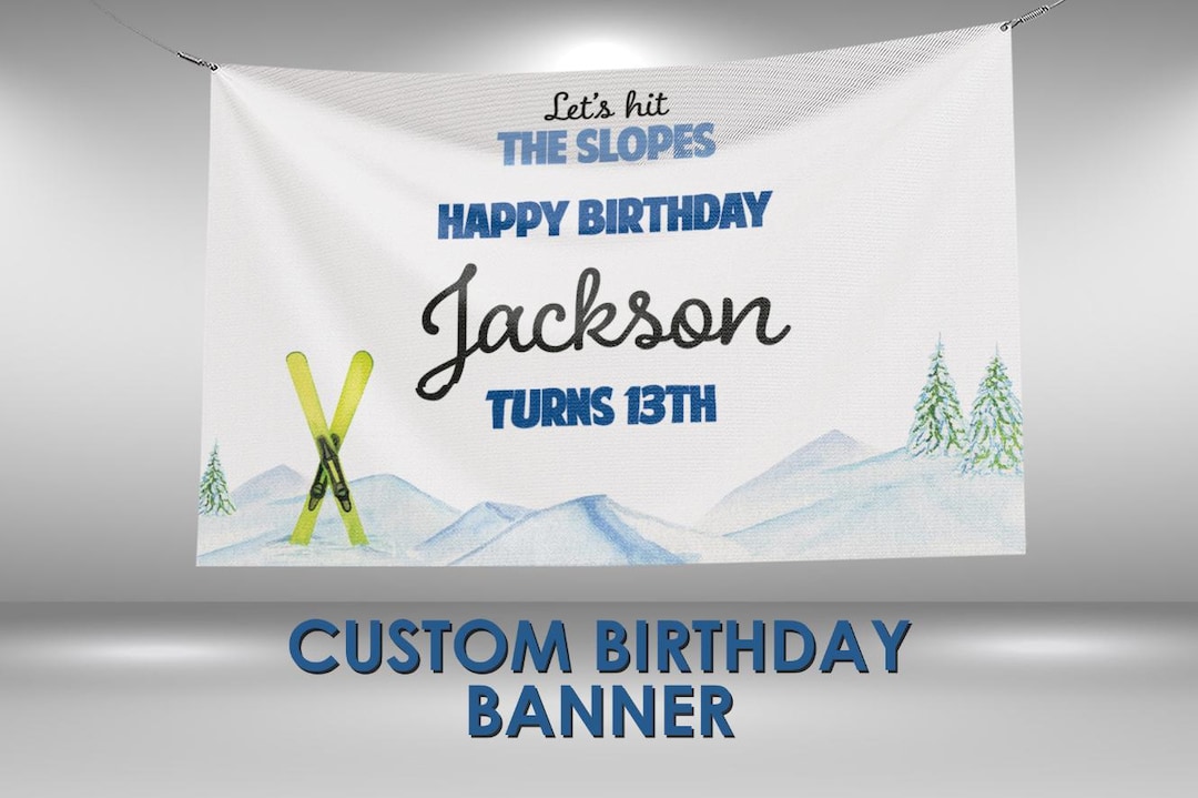 Snowboard Birthday Banner, Snowboard Theme Party Decorations, Ski Party ...
