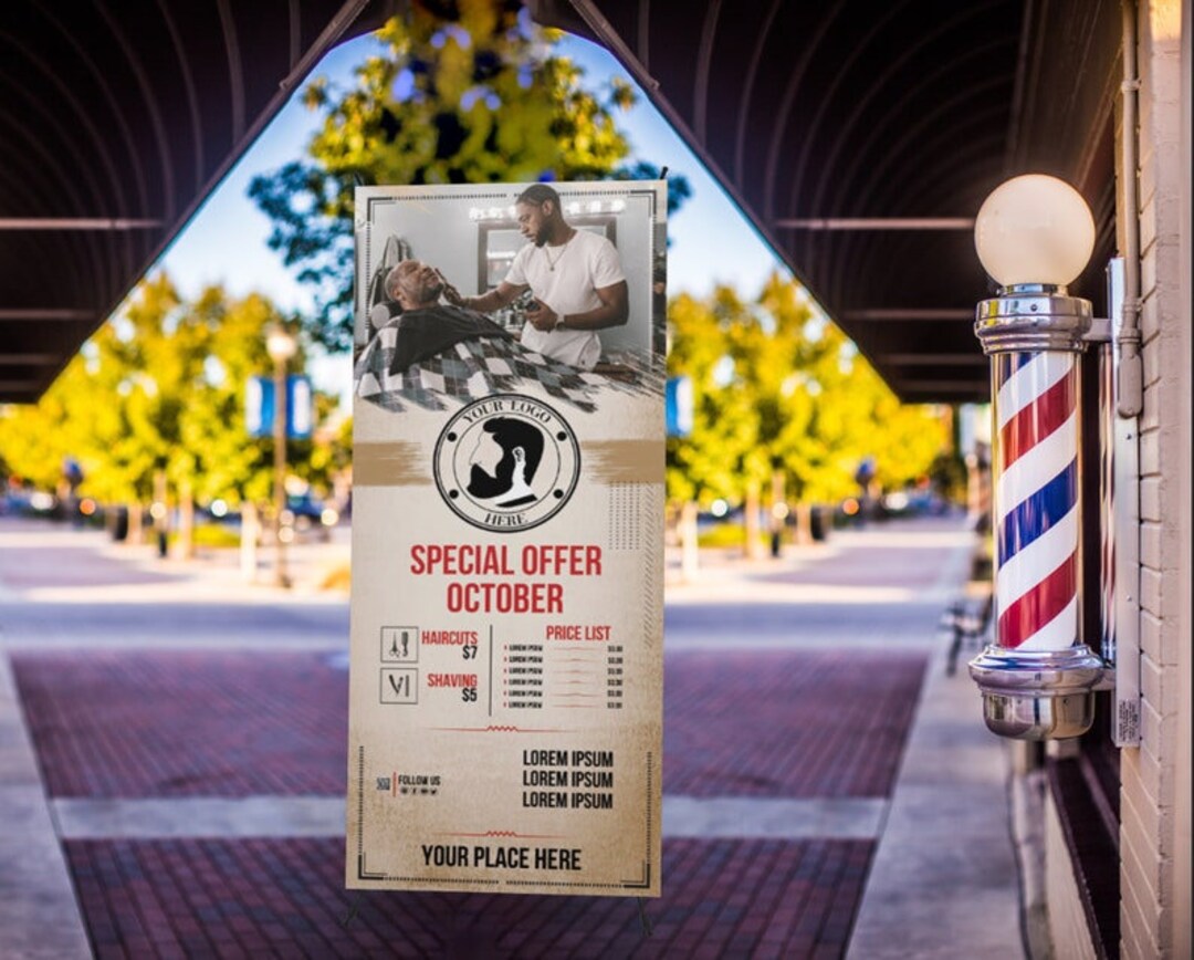 Barber Shop Sign Retractable Banner, Business Banner Pop up Shop Banner ...