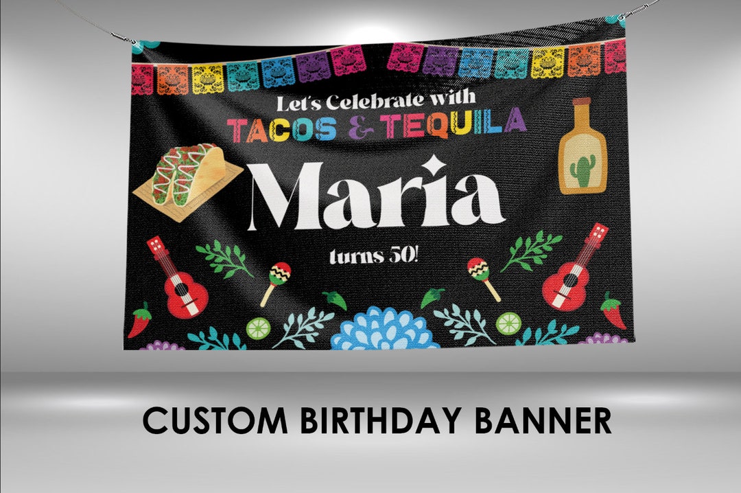 Tacos and Tequila Birthday Vinyl Banner, Tequila Theme Party, Fiesta ...