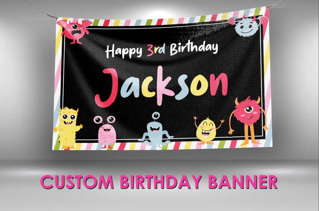 Monster Birthday Banner, Monster Party Decor, Monster Custom Party ...