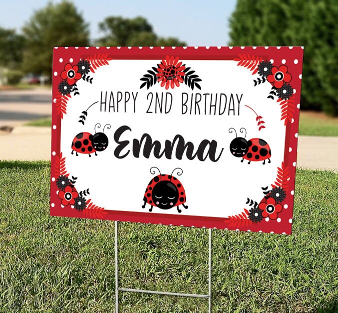 Ladybug Birthday Banner Ladybug Party Decor Custom Vinyl - Etsy