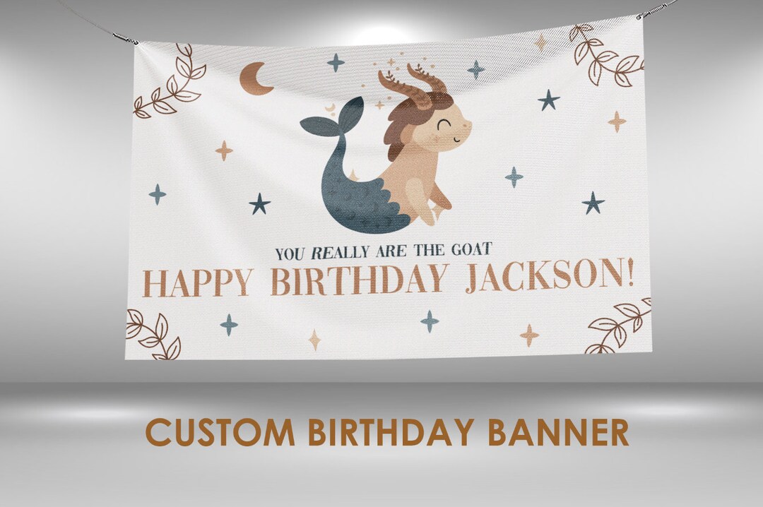Capricorn Birthday Vinyl Banner, Cabricorn Zodiac Sign Birthday ...