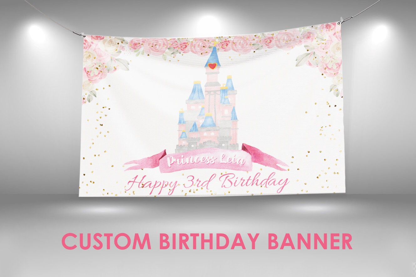 Castle Birthday Banner Princess Party Decor Custom Vinyl - Etsy
