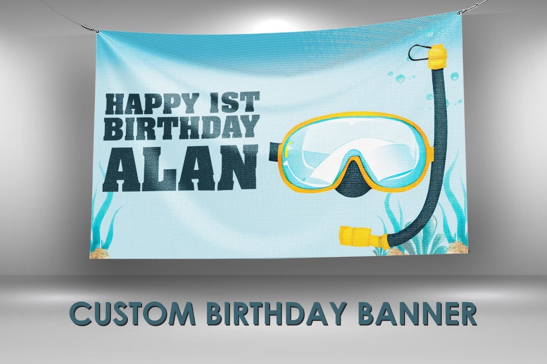 Scuba Diver Birthday Banner, Scuba Diver Party Decor, Scuba Vinyl ...