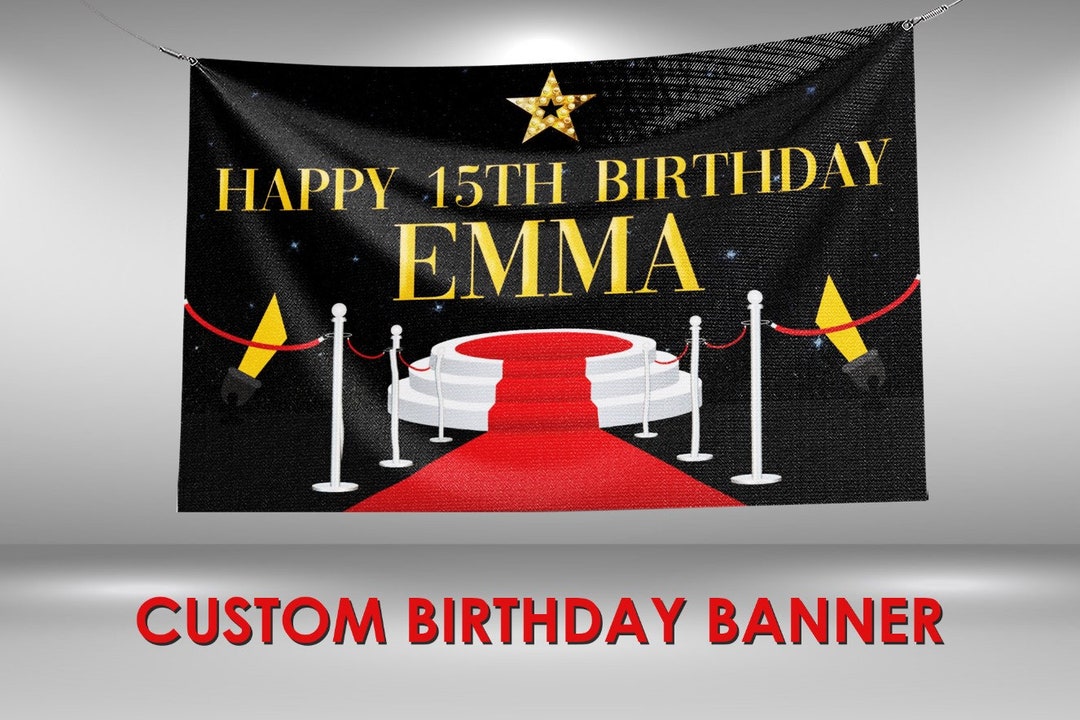Red Carpet Birthday Vinyl Banner Red Carpet Theme Party - Etsy