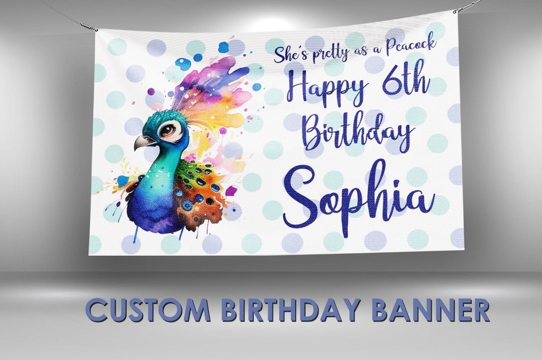 Peacock Birthday Banner, Peacock Decorations Custom Party Banner ...