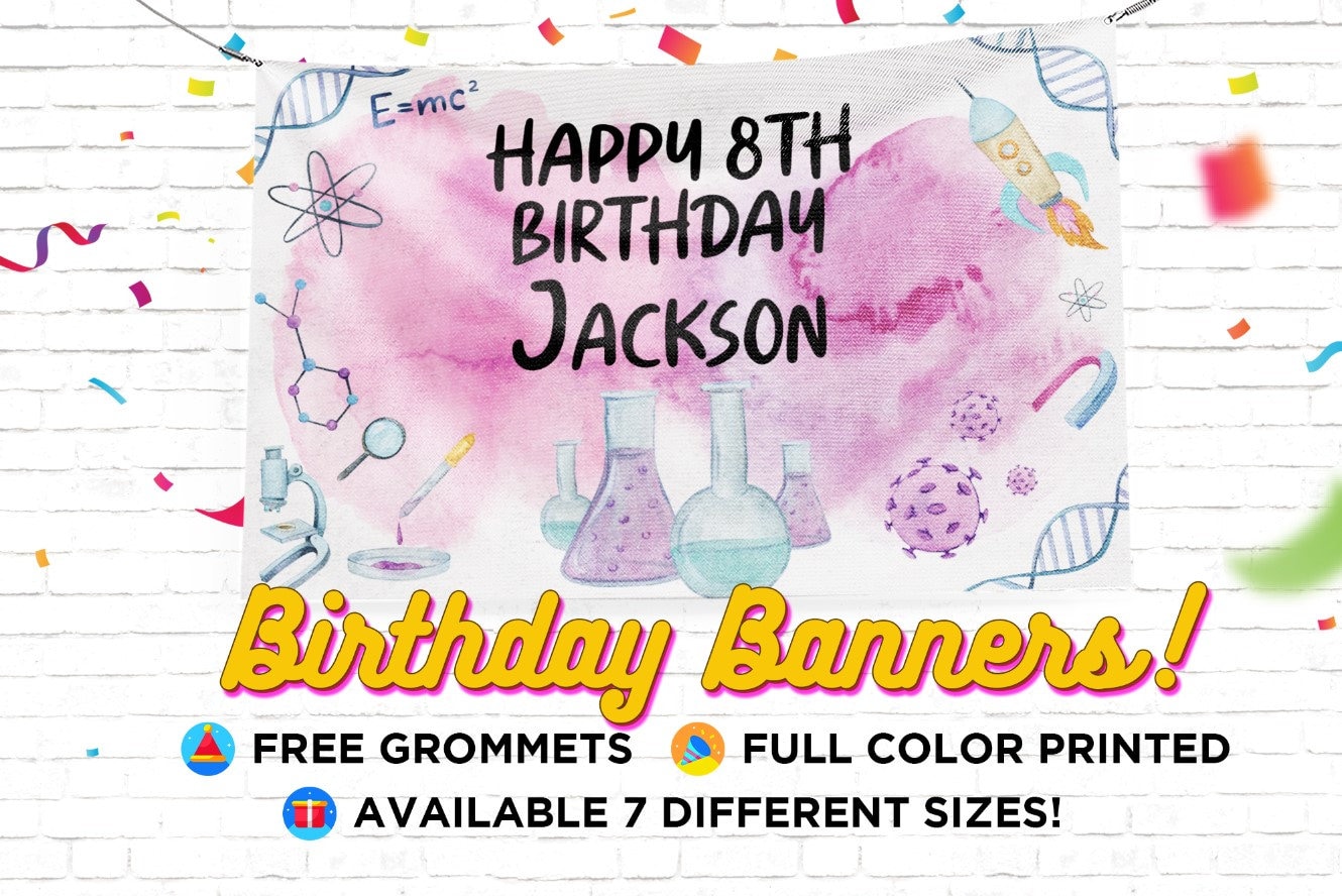 Science Birthday Banner Science Birthday Party Banner - Etsy