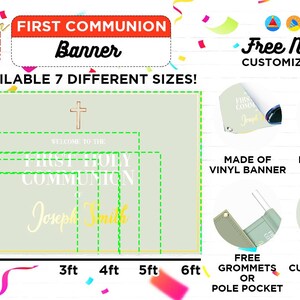 First Communion Banner, First Holy Communion Decorations, Personalized ...