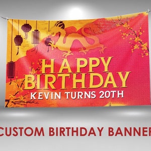 Chinese Birthday Banner, Chinese Birthday Party Decor, Personalized ...