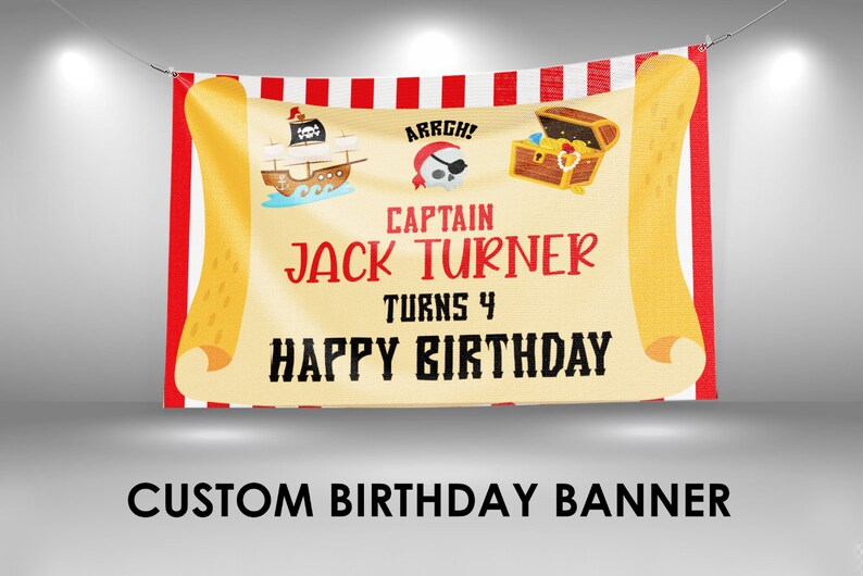 Pirate Happy Birthday Banner Backdrop Party Decor - Etsy