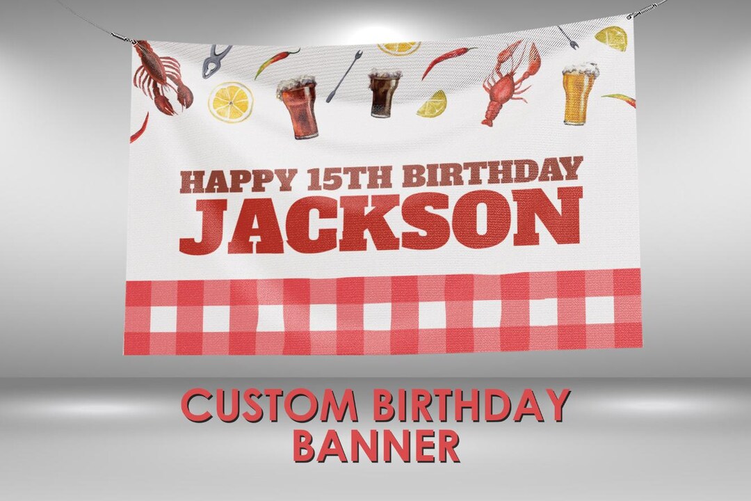 Crawfish Birthday Banner, Crawfish Decorations Party Banner, Seafood ...