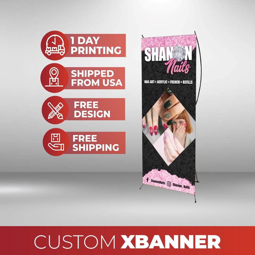 Nails Banner Best Quality Custom X-stand Banner, Beauty Salon ...