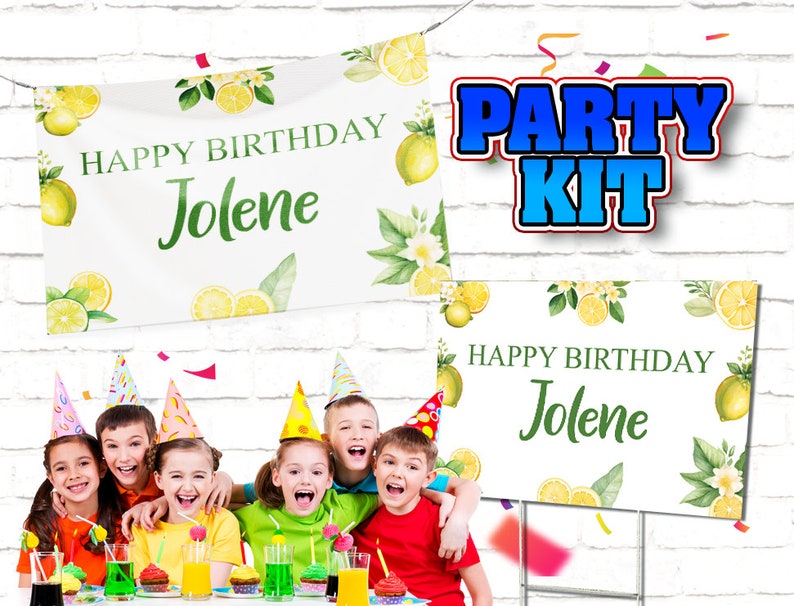 Lemon Birthday Banner, Lemon Party Custom Vinyl Banner, Lemon Theme ...