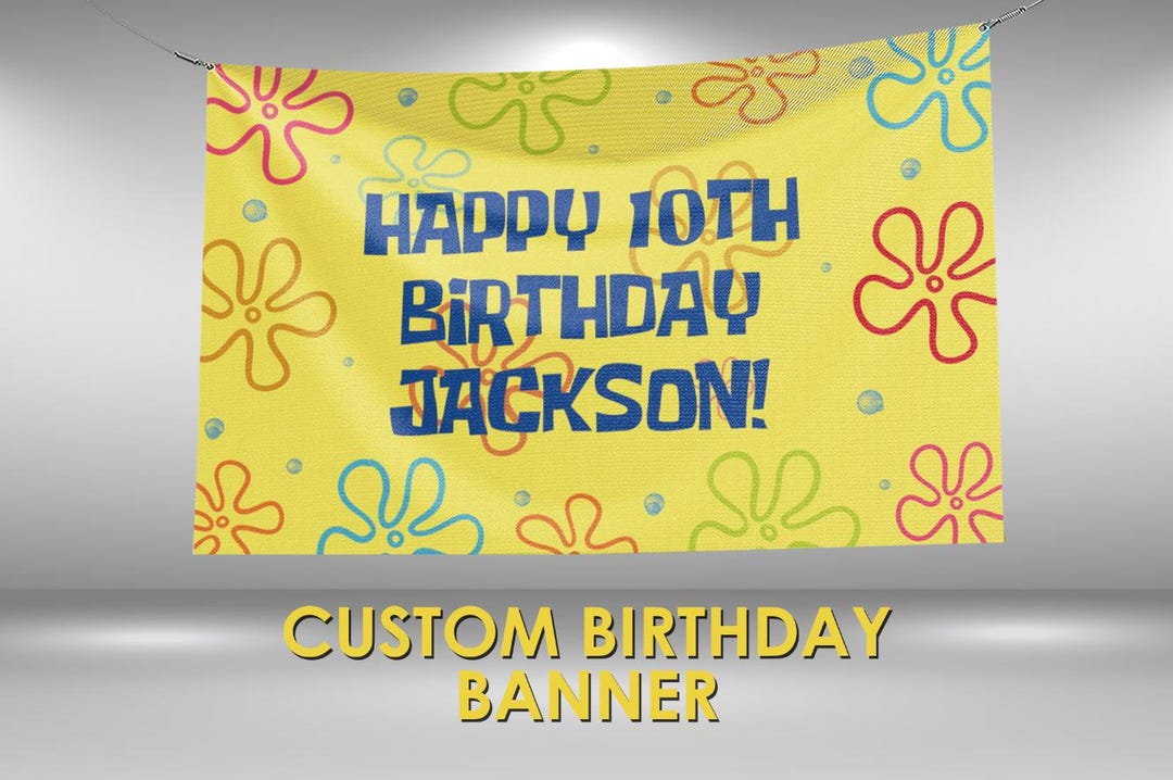 Sponge Birthday Banner, Sponge Party Custom Vinyl Banner, Sponge Theme ...