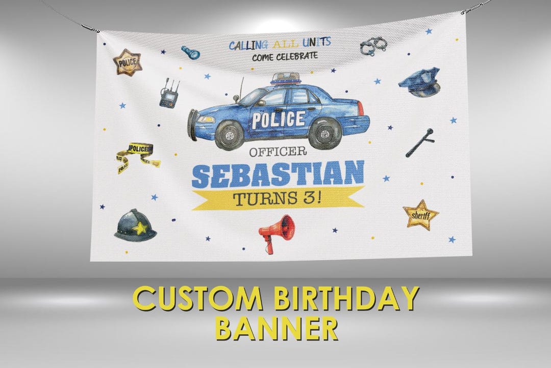 Police Birthday Banner, Police Officer Custom Party Banner, Police ...