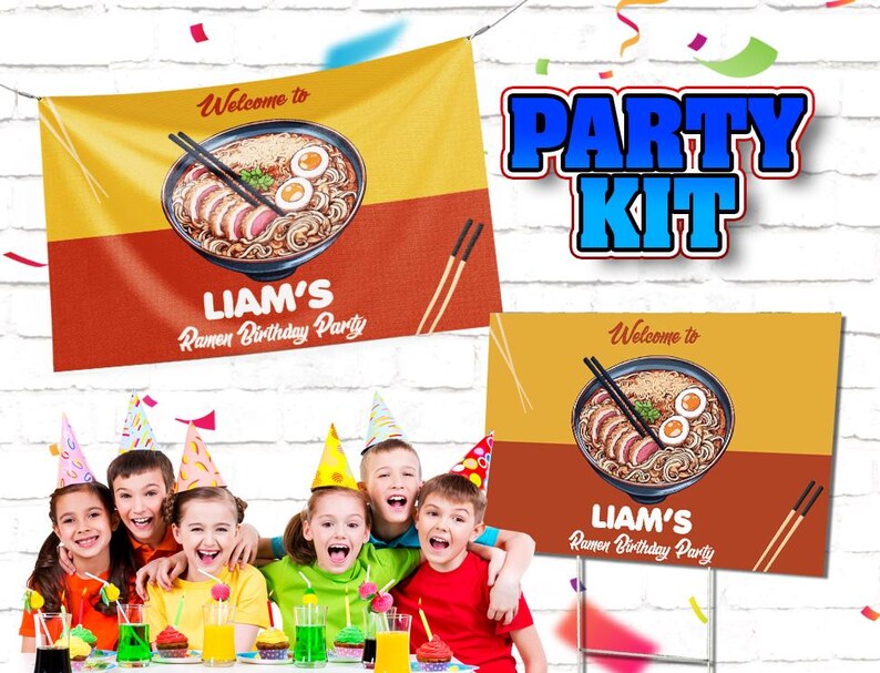Ramen Birthday Banner, Ramen Party Decorations, Birthday Dinner Vinyl ...