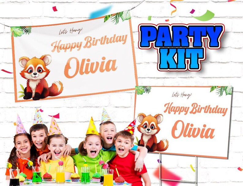 Red Panda Birthday Banner, Red Panda Birthday Decorations Party Sign ...