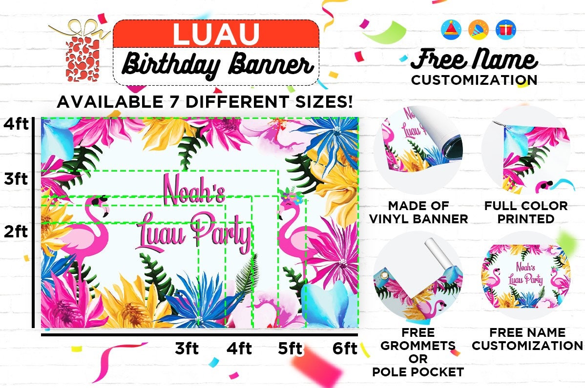 Hawaiian Luau Birthday Banner Luau Party Decorations - Etsy