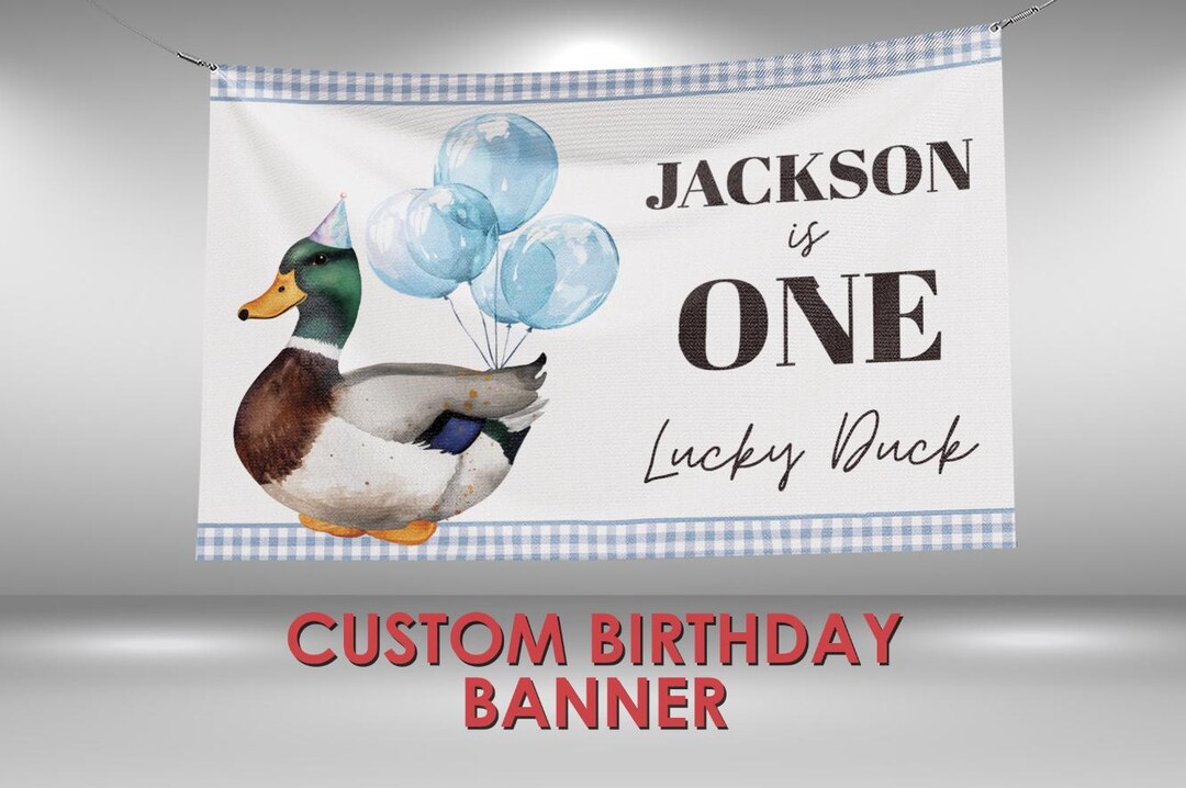 One Lucky Duck Birthday Banner, Lucky Duck Party Banner Decorations ...