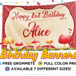 Mushroom Birthday Banner Mushroom Party Decor Mushroom - Etsy