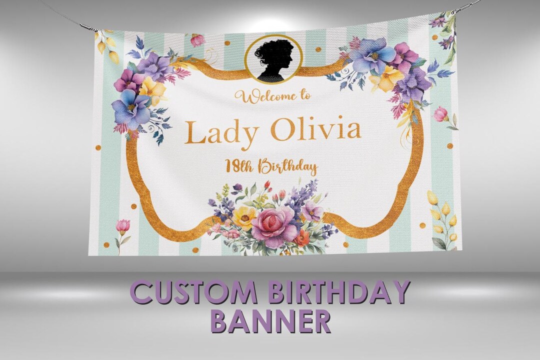 Royal Birthday Banner, Regency Theme Party Banner, Elegant Garden Party ...