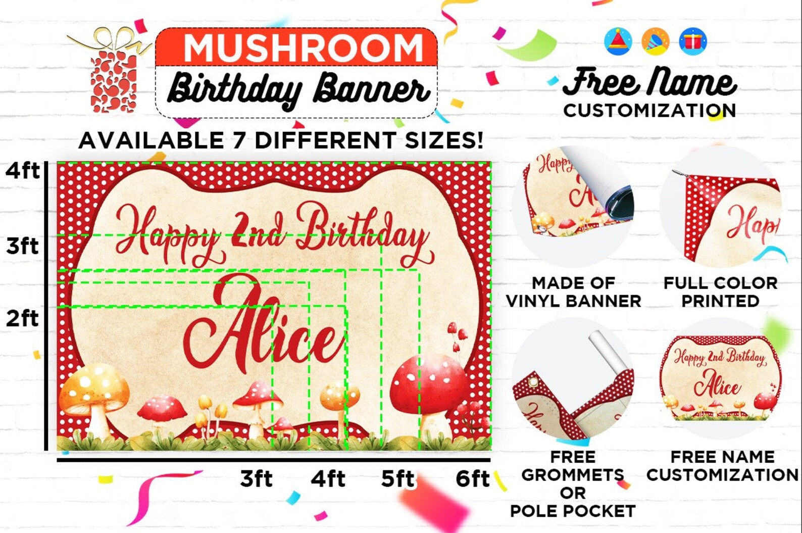 Mushroom Birthday Banner Mushroom Party Decor Mushroom - Etsy