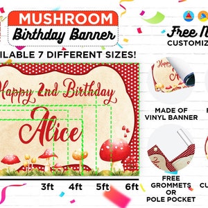 Mushroom Birthday Banner Mushroom Party Decor Mushroom - Etsy
