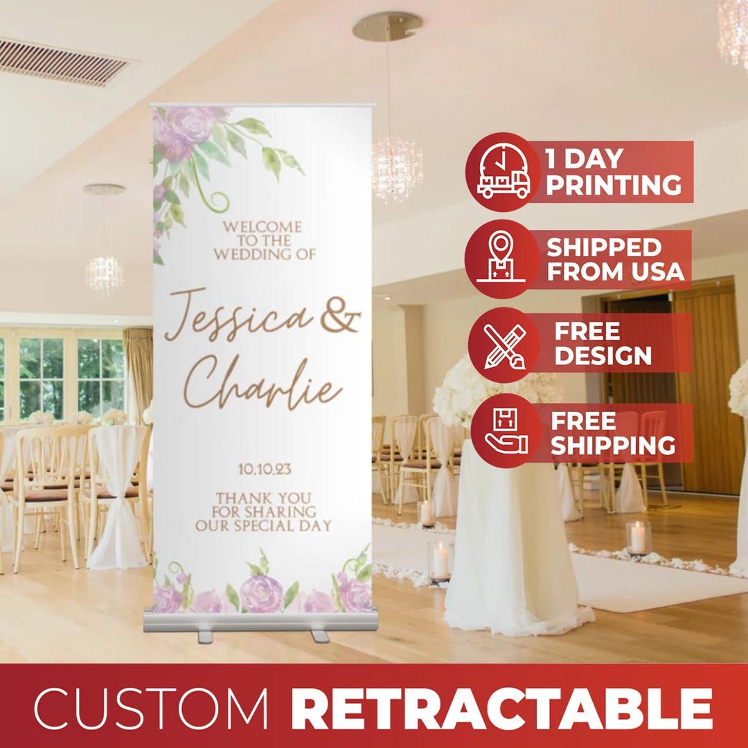 Wedding Banner, Wedding Welcome Sign, Wedding Roll up Banner ...