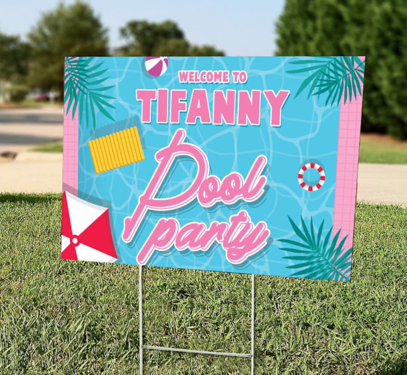 Pool Birthday Banner Pool Party Decorations Custom Vinyl - Etsy
