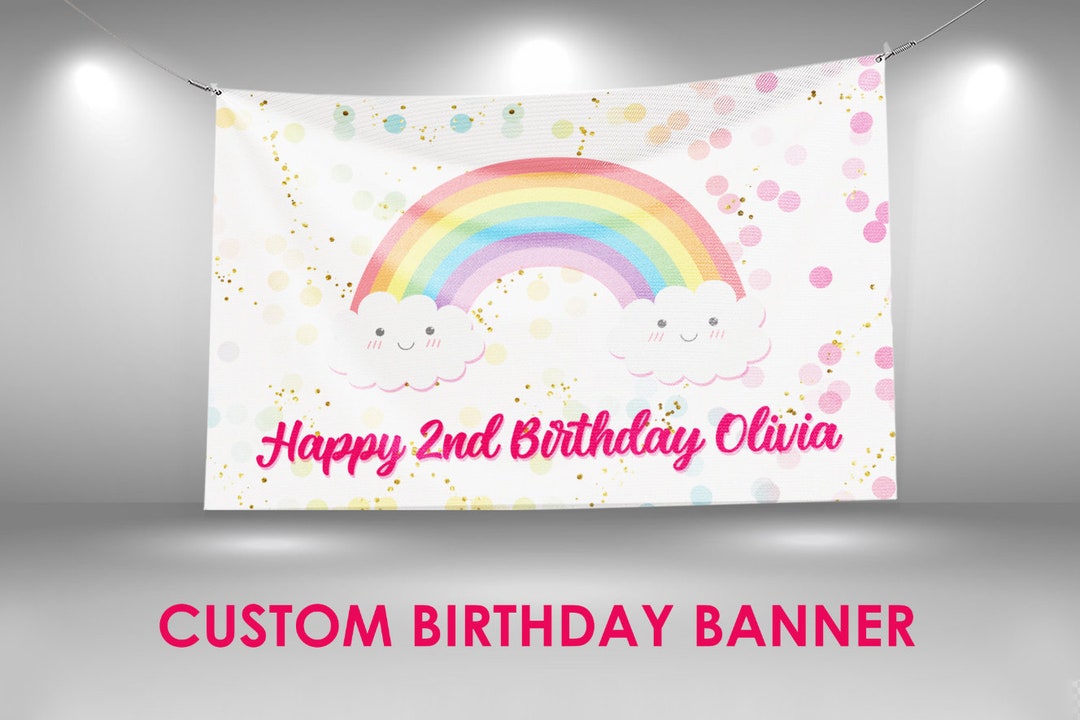 Rainbow Birthday Banner, Rainbow Party Decorations, Custom Vinyl Banner ...