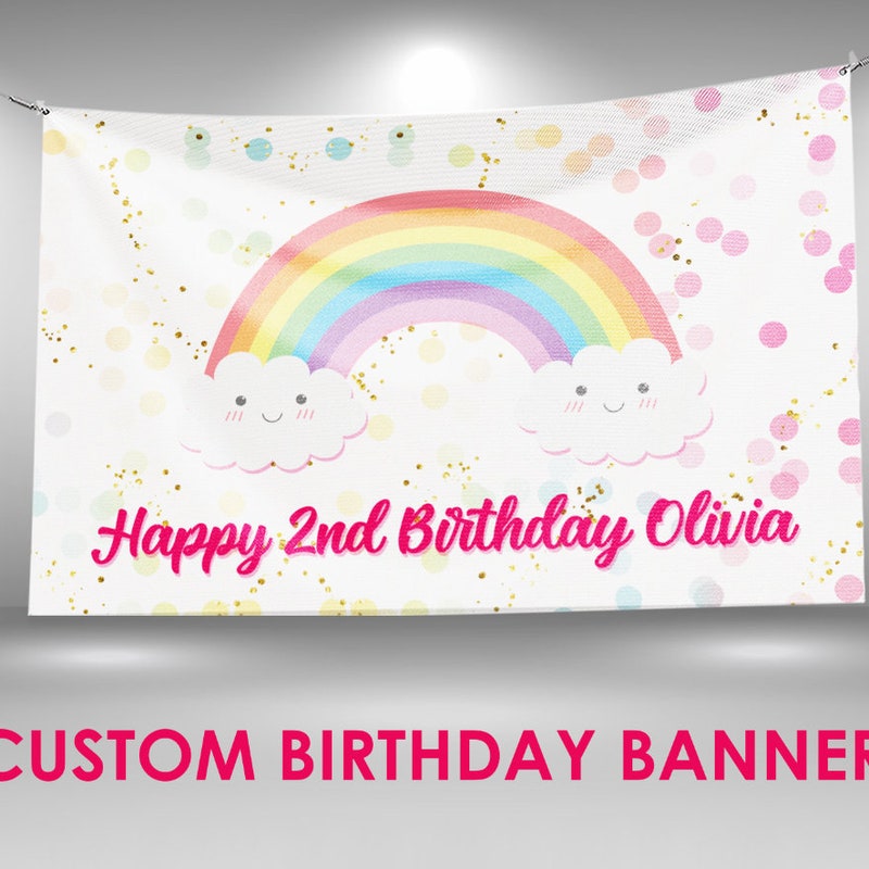Rainbow Birthday Banner - Etsy